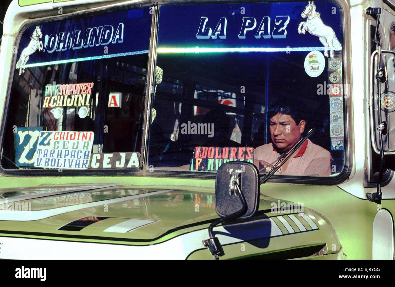 BOLIVIA BUSES IN THE STREETS OF LA PAZ. Photo © Julio Etchart Stock ...