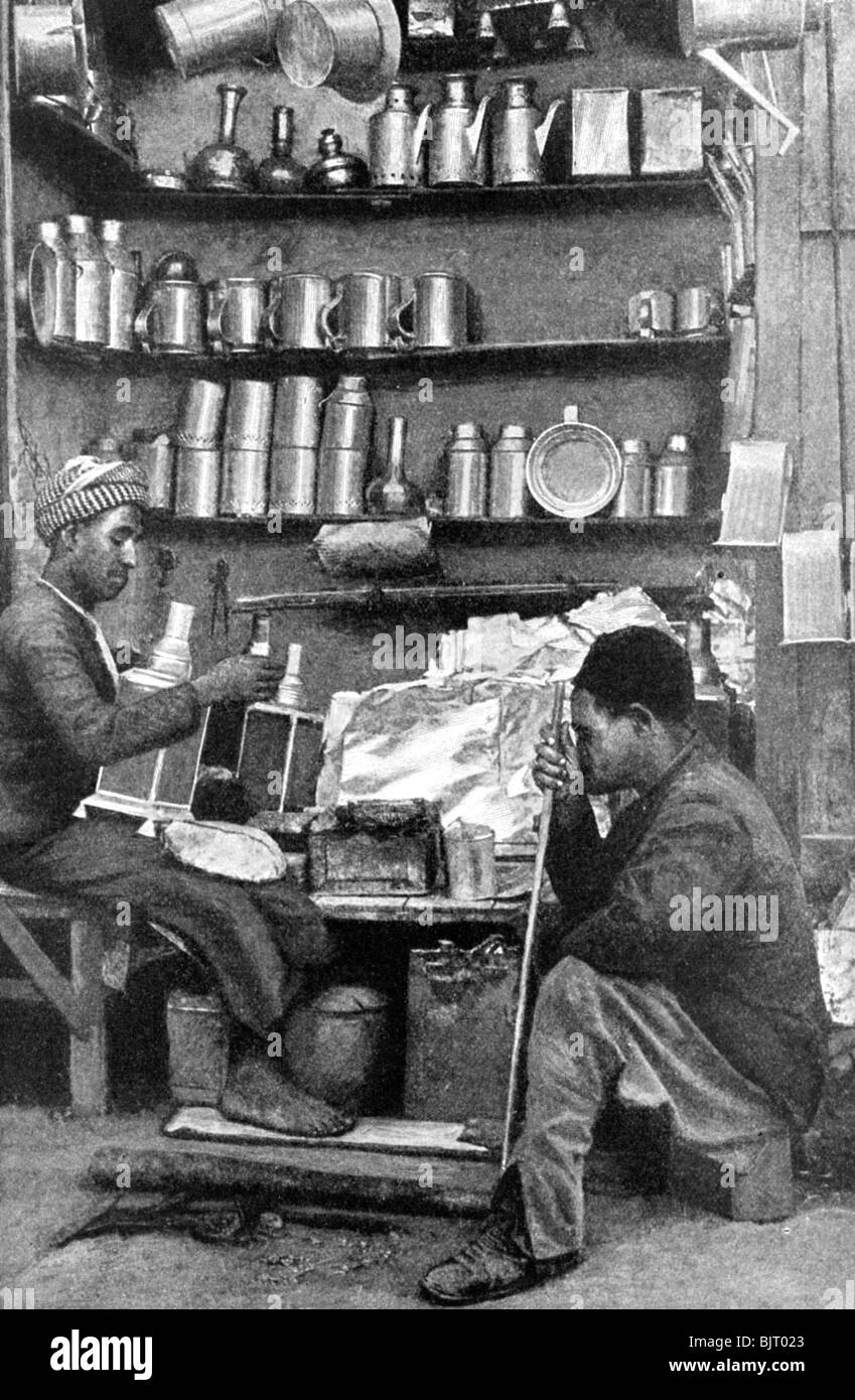 Tinsmiths in a tinsmith's shop, India, 1922.Artist: R Gorbold Stock ...
