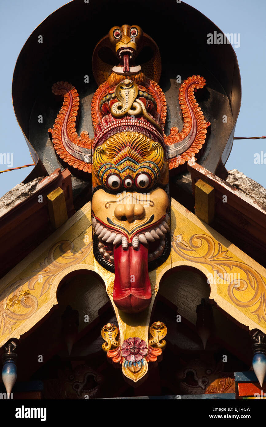 India, Kerala, Cannanore (Kannur), carved, painted wooden three eyed ...