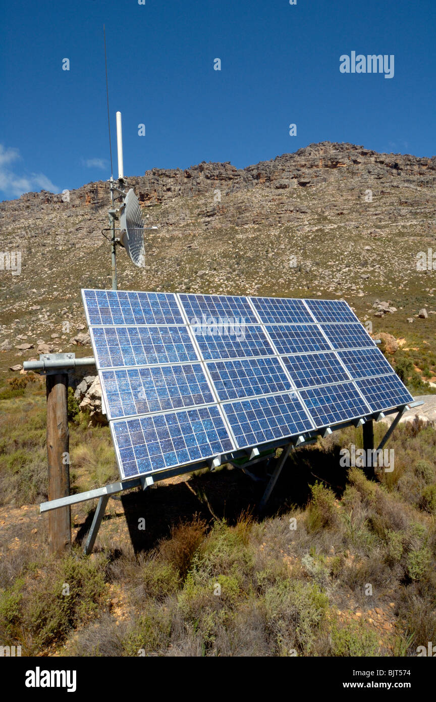 Solar powered telecommunications tower, Cederbergs, South Africa Stock ...