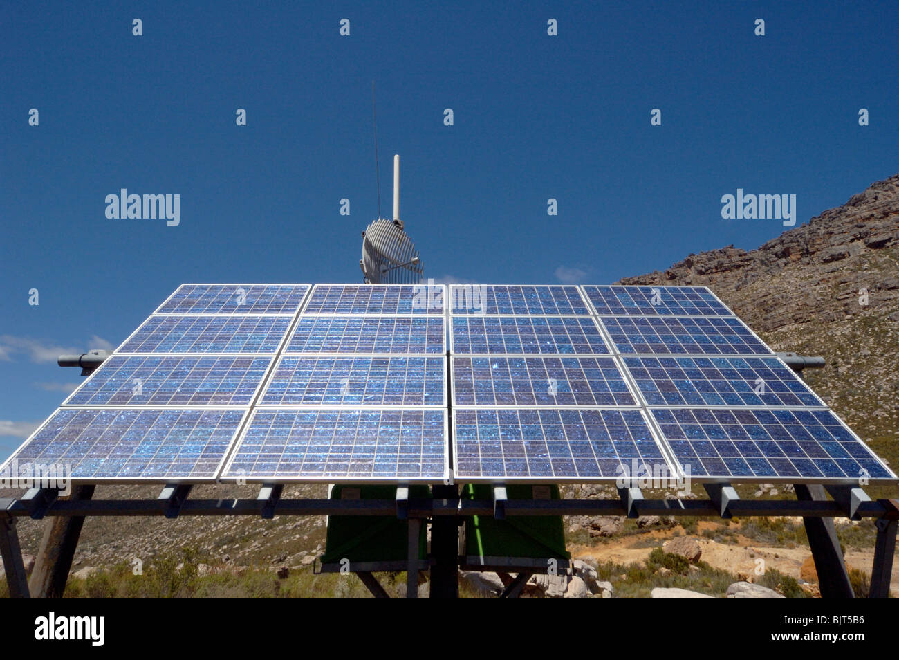 Solar powered telecommunications tower, Cederbergs, South Africa Stock ...