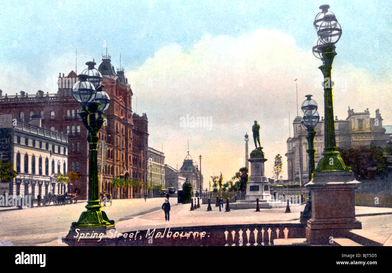 Spring Street, Melbourne, Australia, 1912. Artist: Unknown Stock Photo ...