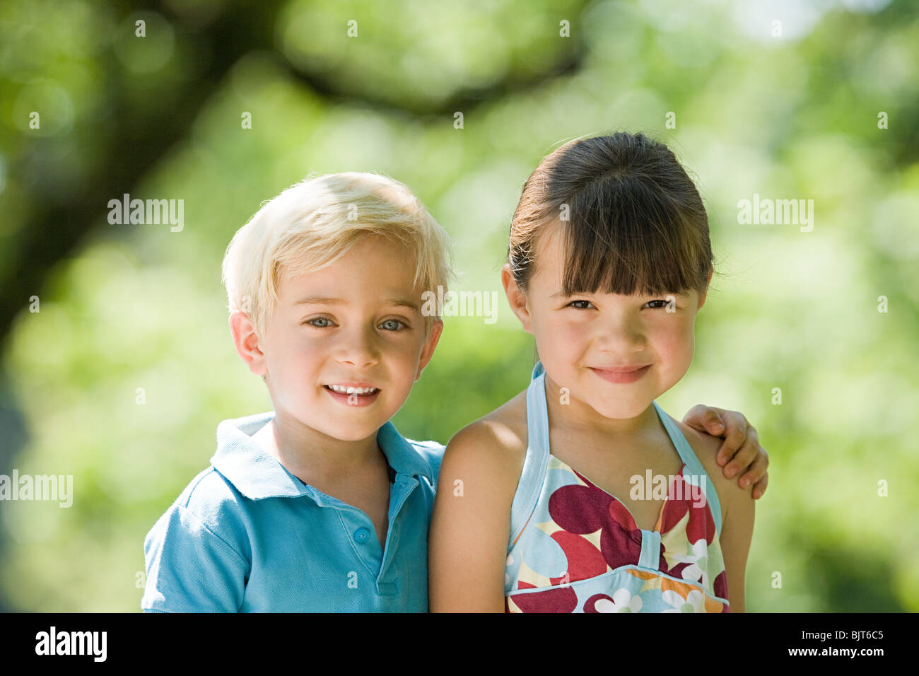 Portrait of a boy and girl Stock Photo - Alamy