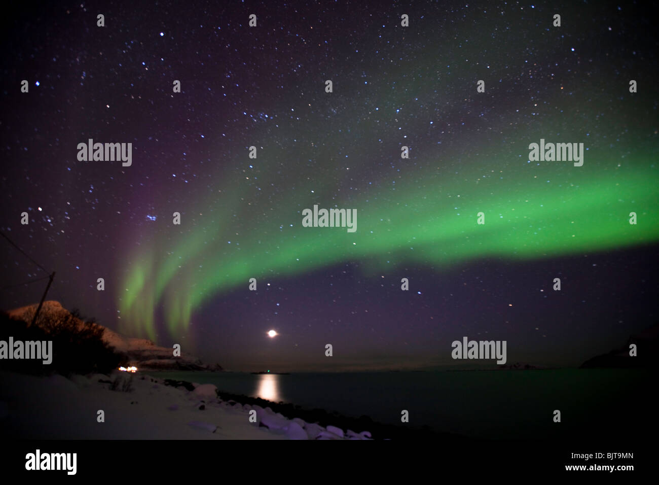 Aurora Borealis Northern Lights by moonlight Stock Photo - Alamy