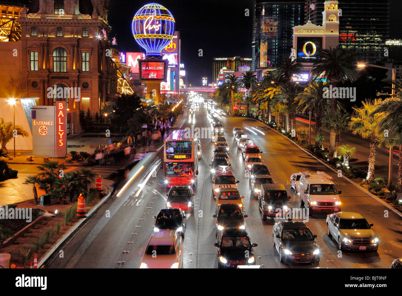 Traffic on Las Vegas Blvd. at night-Las Vegas, Nevada, USA Stock Photo ...