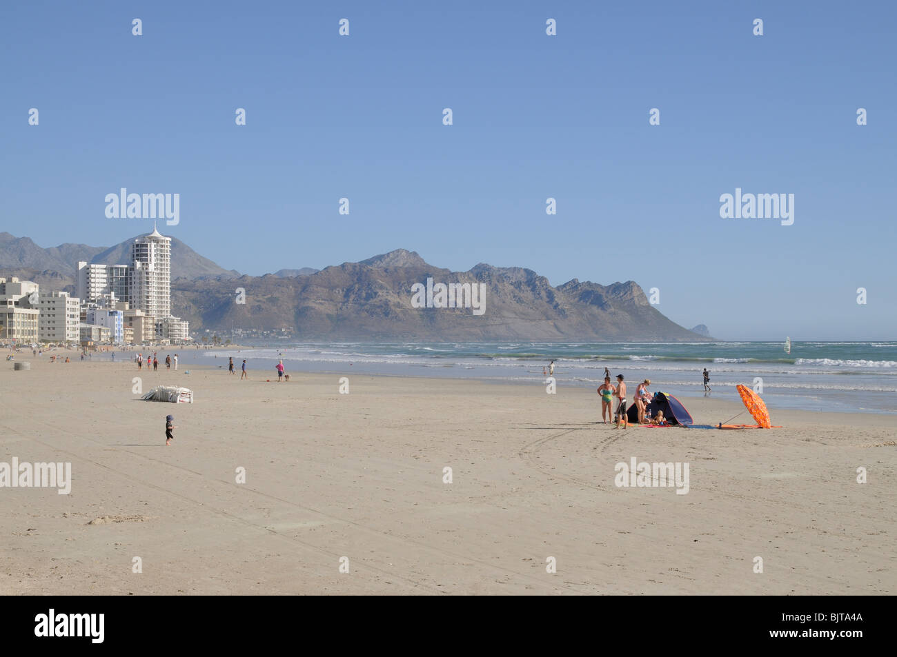 Wide sandy beach at Strand a seaside resort close to Somerset West in ...