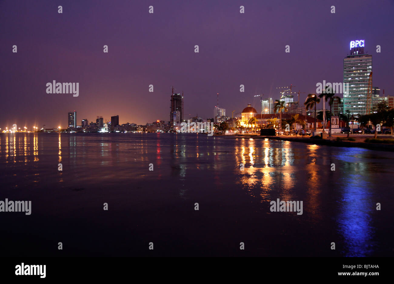 Luanda skyline at night. Luanda, Luanda Province, Angola. Africa ...