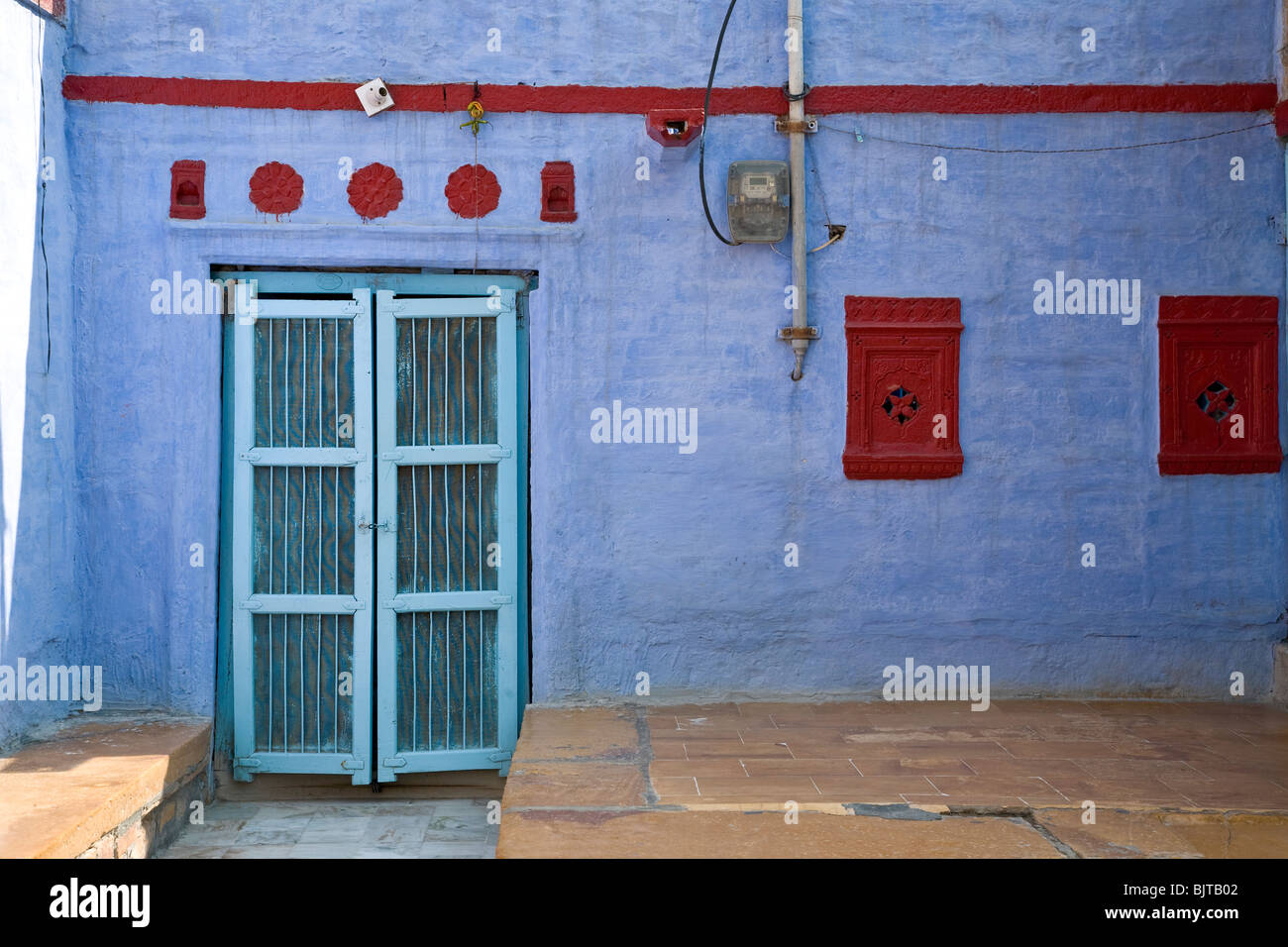 Detail of traditional house. Jaisalmer. Rajasthan. India Stock Photo ...