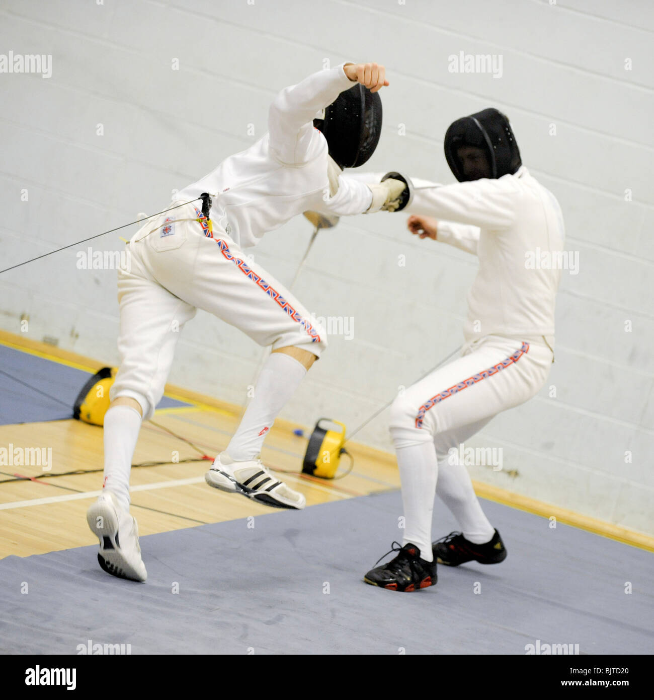 Aspiring members of the UK fencing team take part in a fencing ...