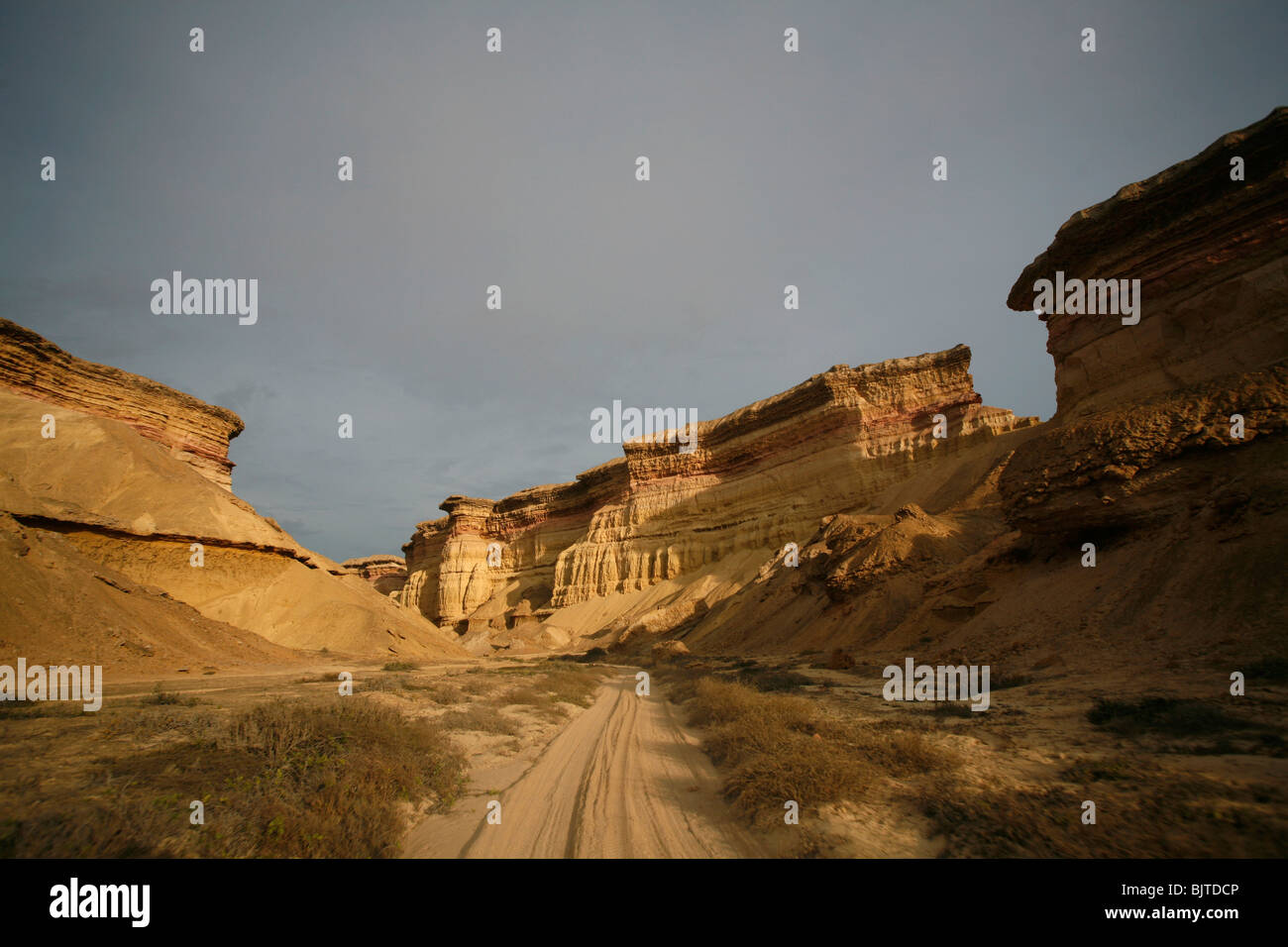 Hard rock formations and canyons on the coastline of Southern Angola ...