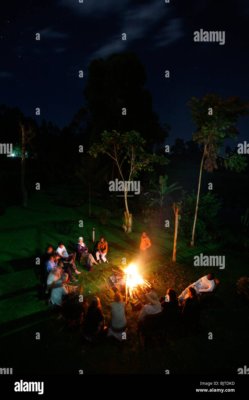 Late night campfire, Lake Bunyoni. Uganda. Africa Stock Photo - Alamy