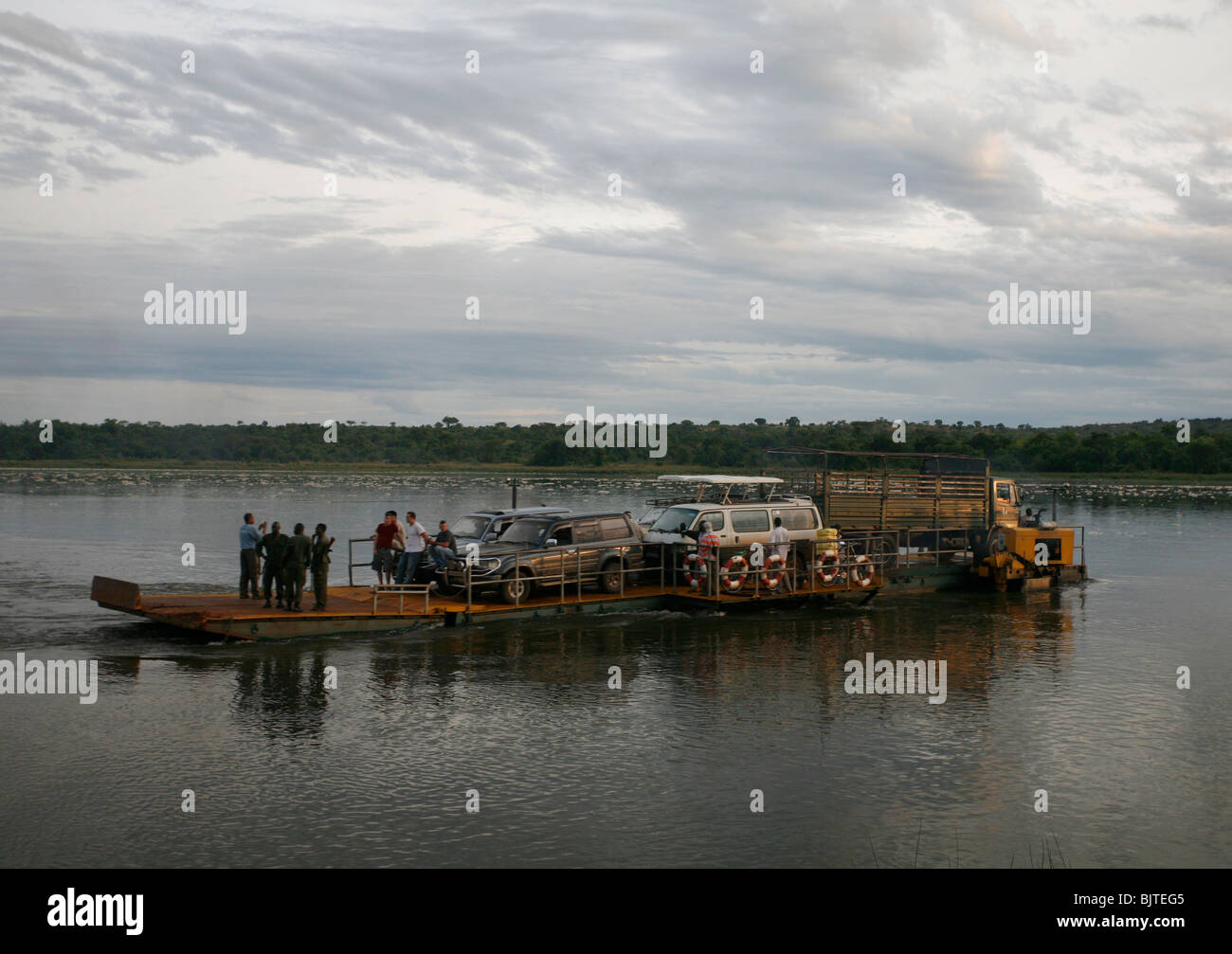 Ferry ride across the Nile. Murchison Falls National park. Uganda ...
