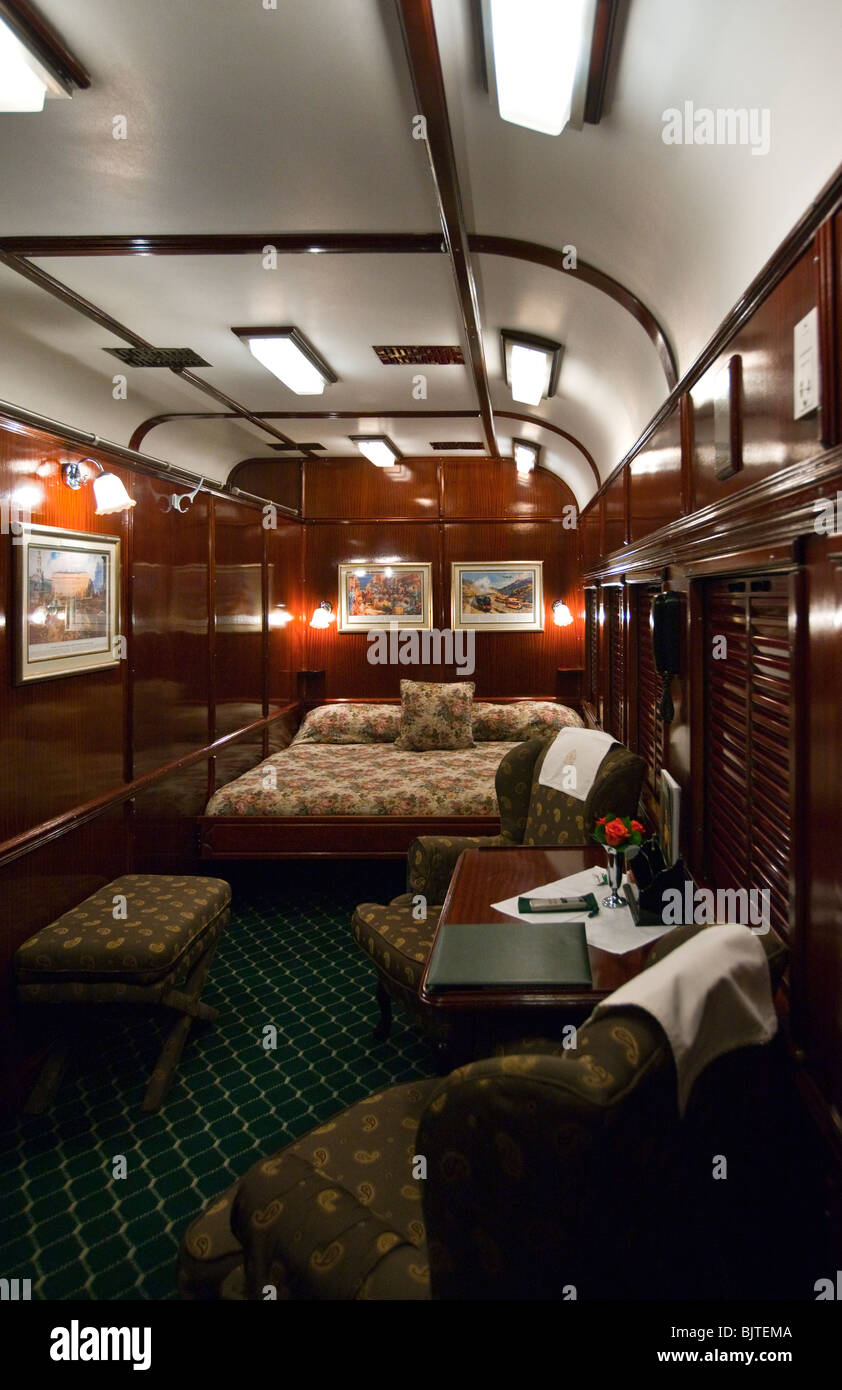 South Africa, a cabin of the Rovos Rail luxury train travelling between ...
