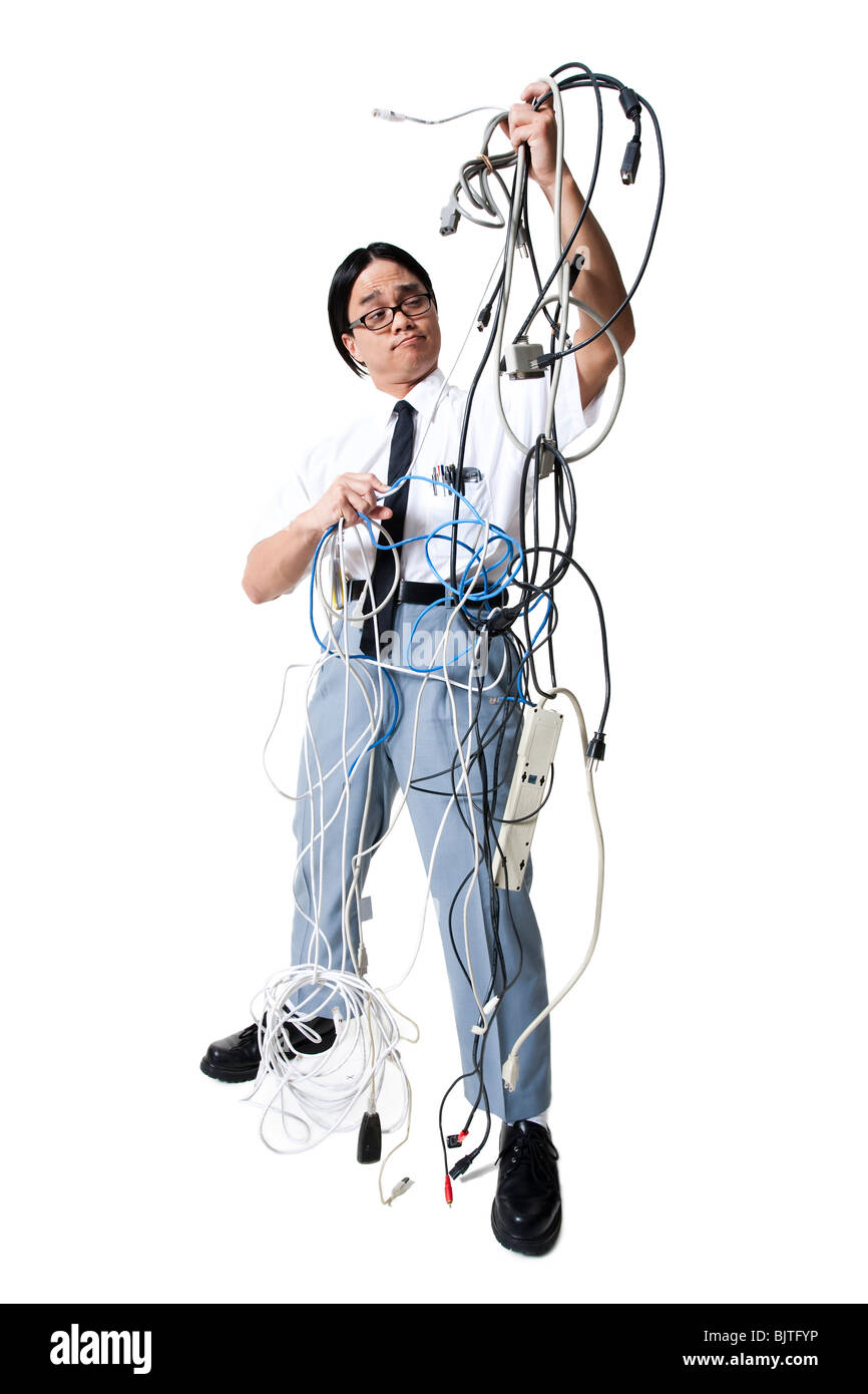 Tangled wires with one standing out hi-res stock photography and images ...