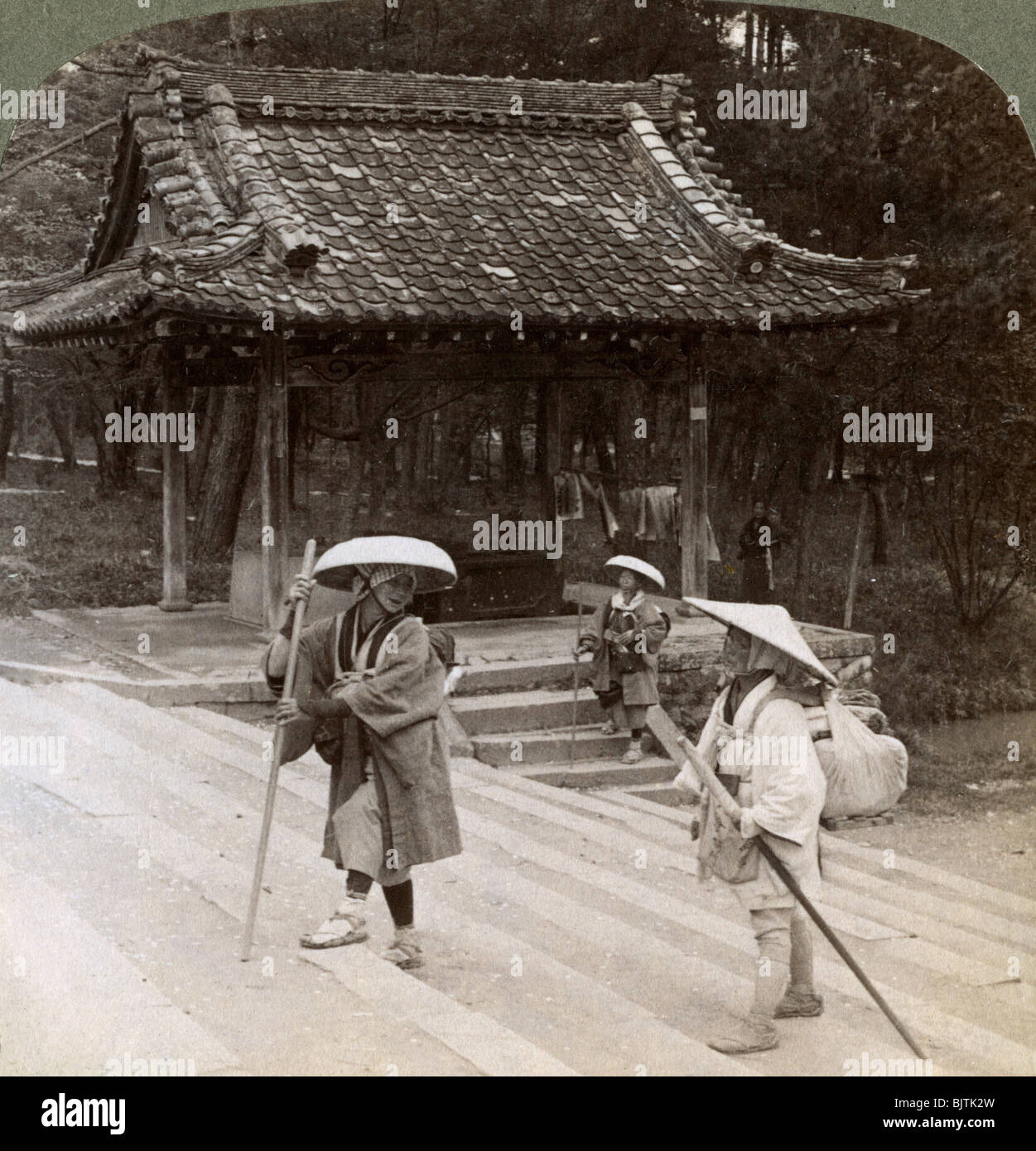 Women pilgrims on the steps of Omuro Gosho (east), Kyoto, Japan, 1904 ...