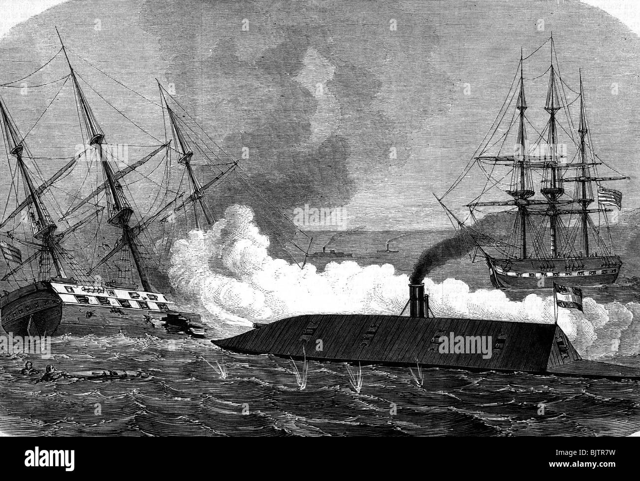 Wood engraving after drawing by fritz meyer hi-res stock photography ...