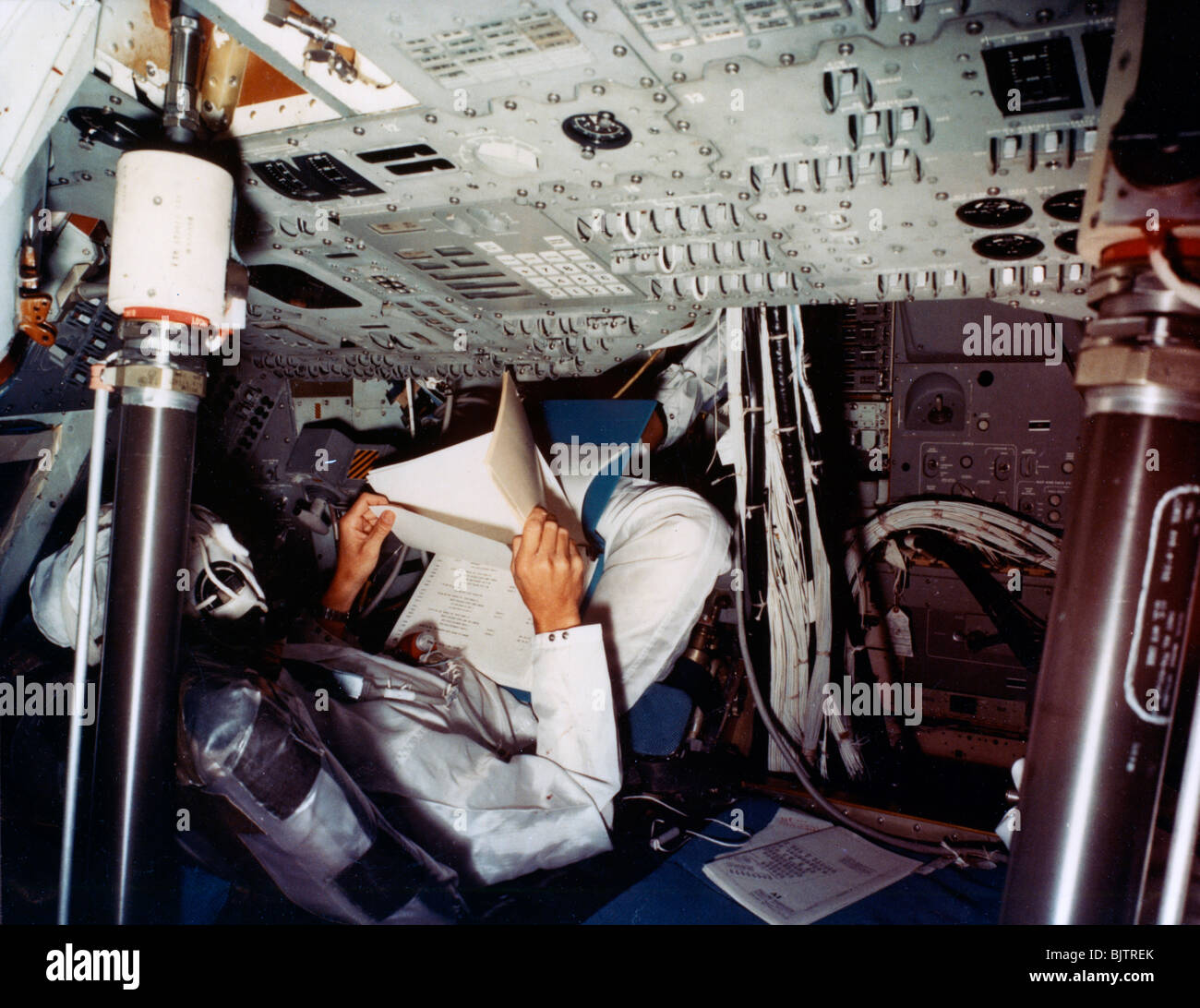 An astronaut inside a NASA Command Module, 1970s.Artist: NASA Stock ...