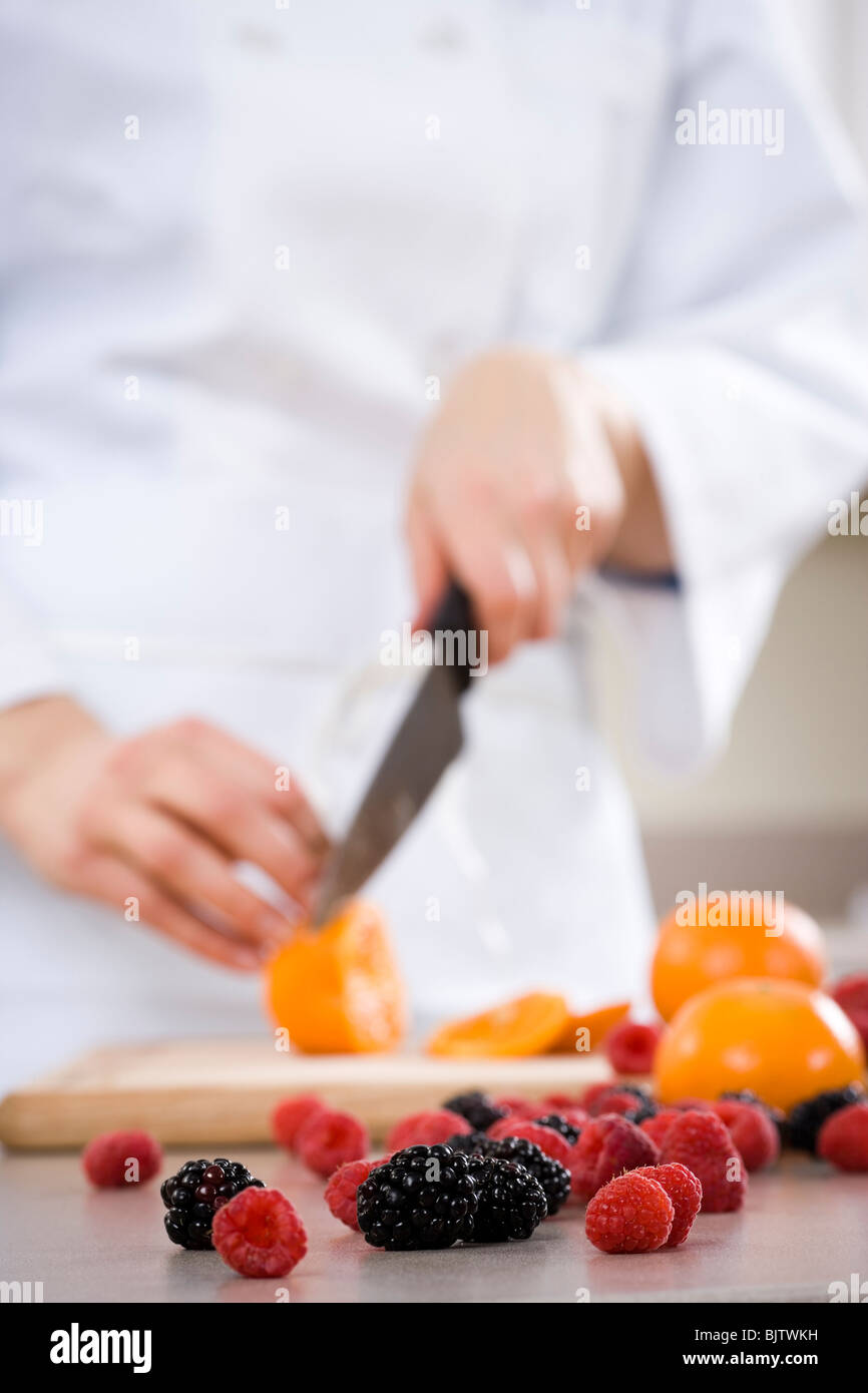 Chef preparing fruit Stock Photo - Alamy