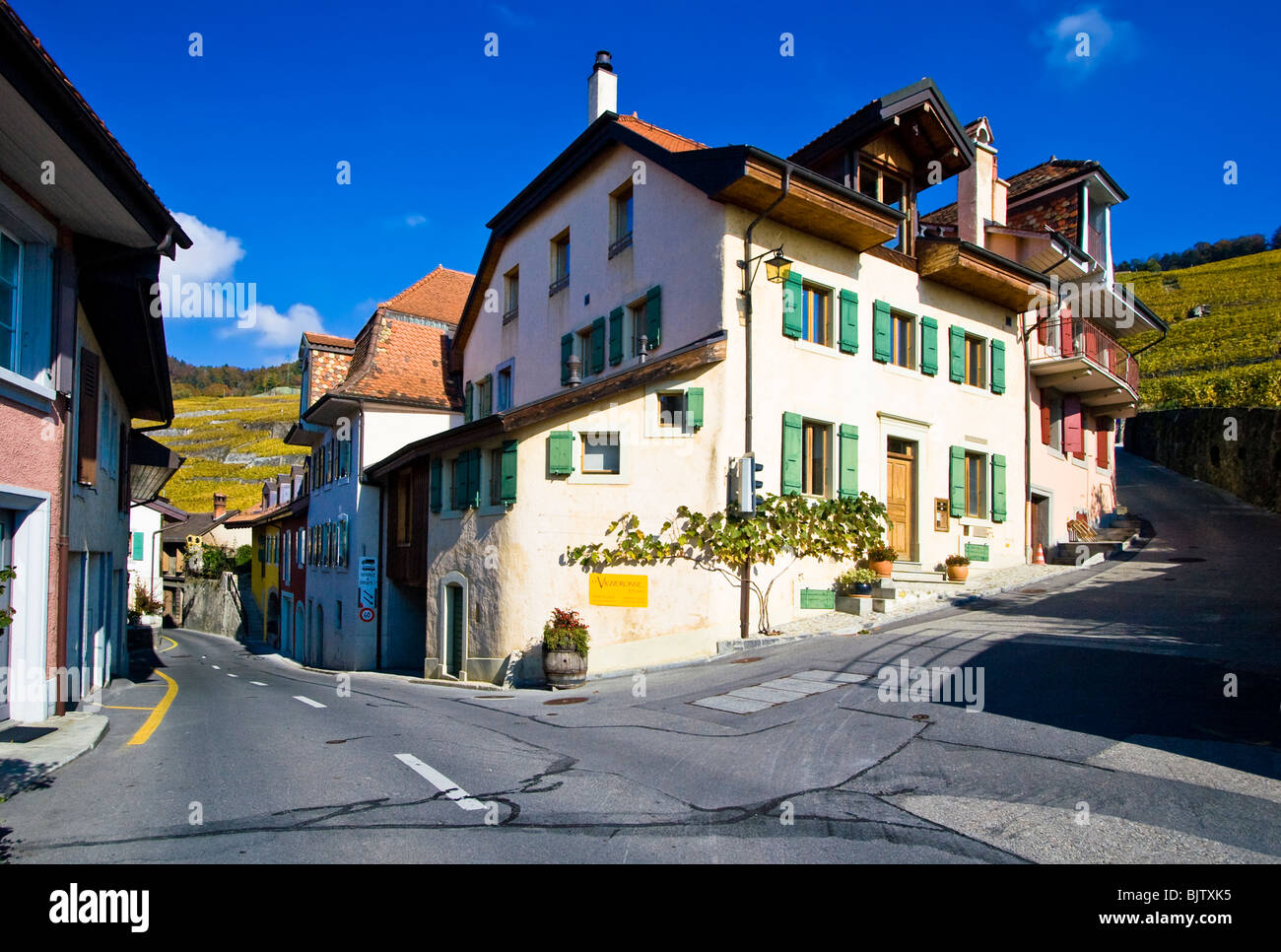 Winemaker house in Puidoux village, Lavaux UNESCO world heritage area ...