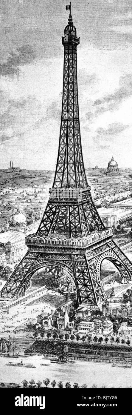 geogrpahy / travel, France, Paris, Eiffel Tower, built 1887 - 1889 ...