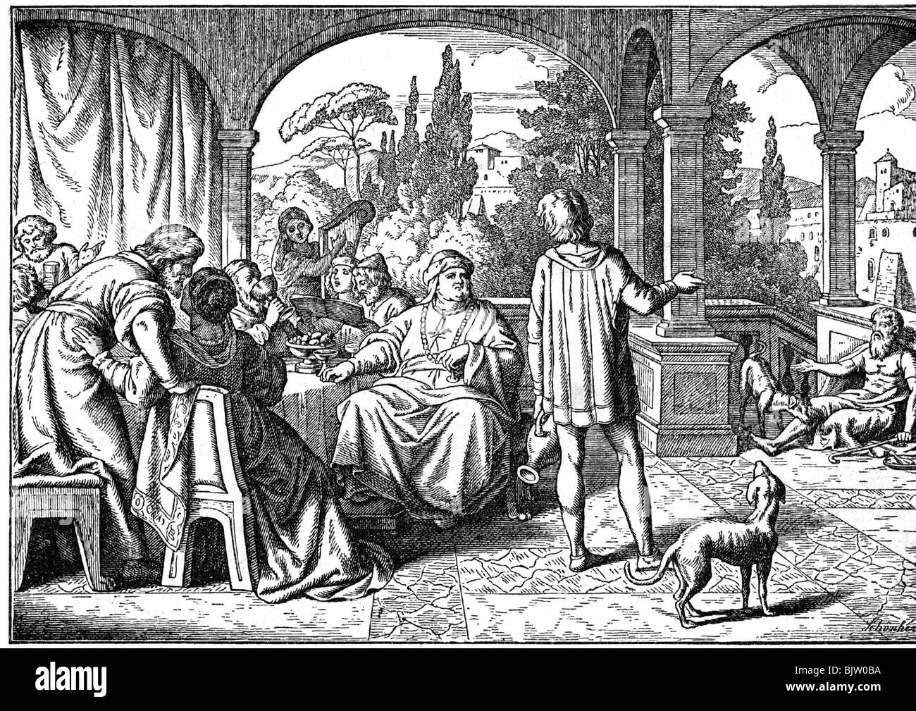 religion, biblical scenes, "The rich debauch and the poor Lazarus ...