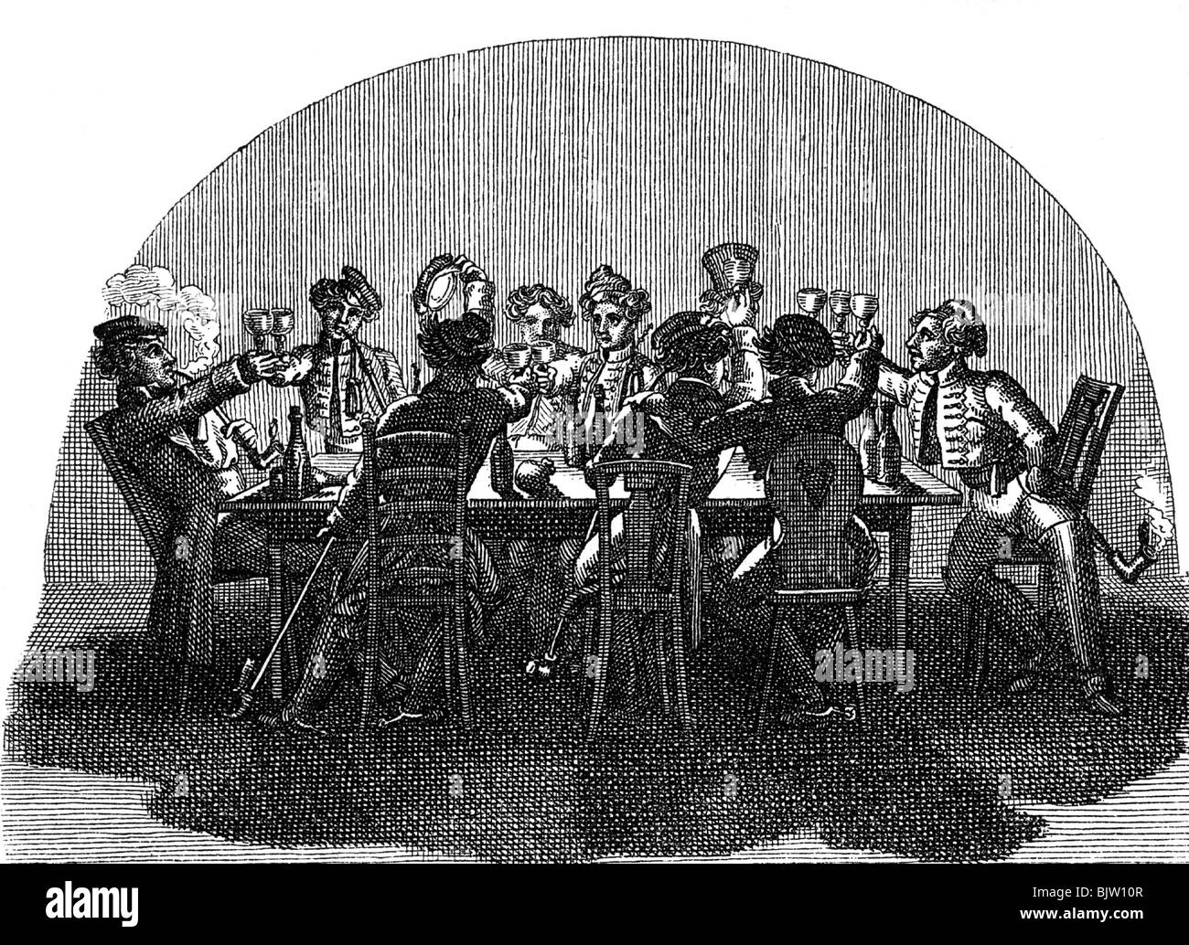 education, students in a tavern, copper engraving, circa 1825 Stock ...