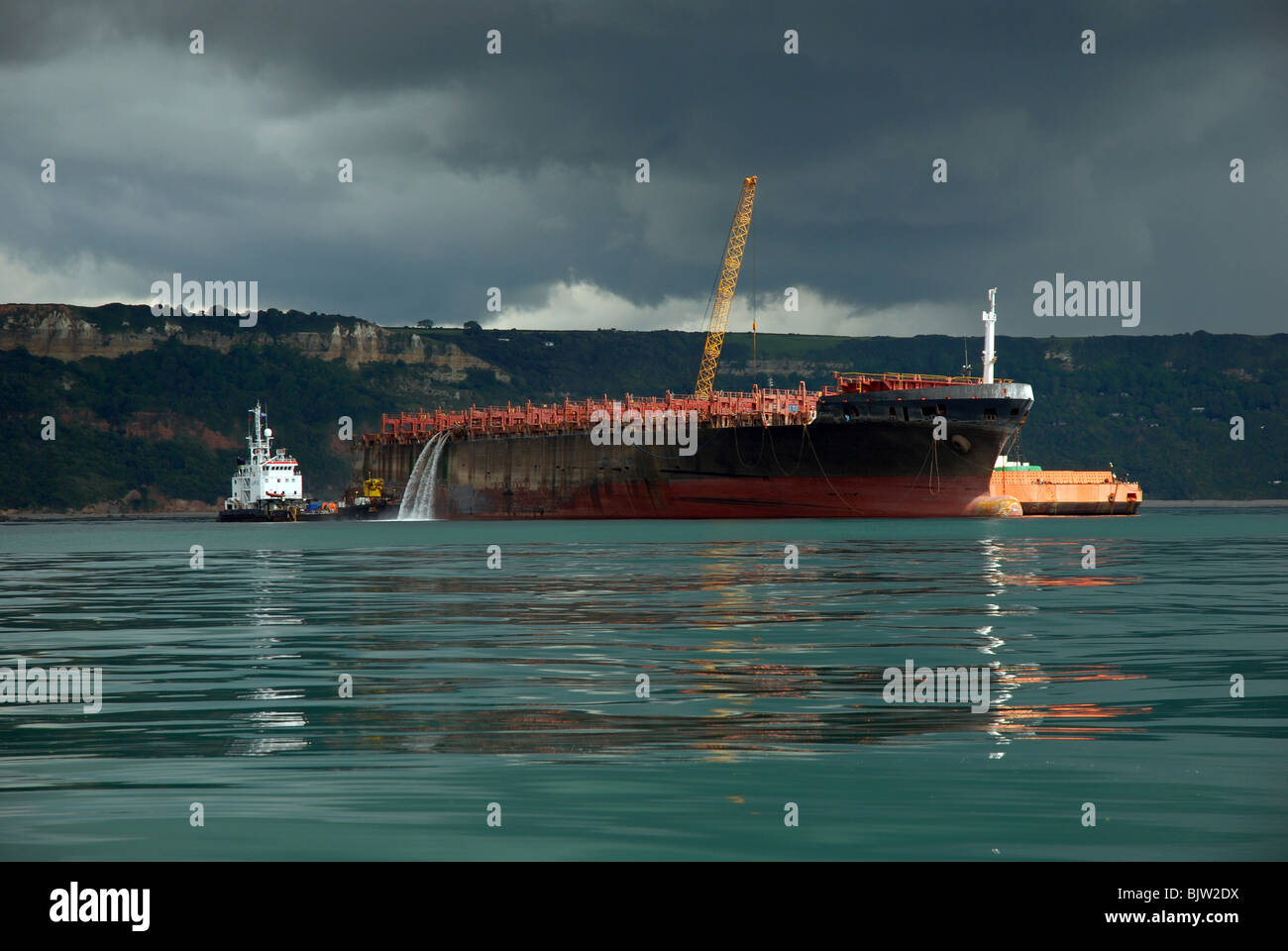 Napoli container ship wrecked off Branscombe beach, South Devon, Lyme ...