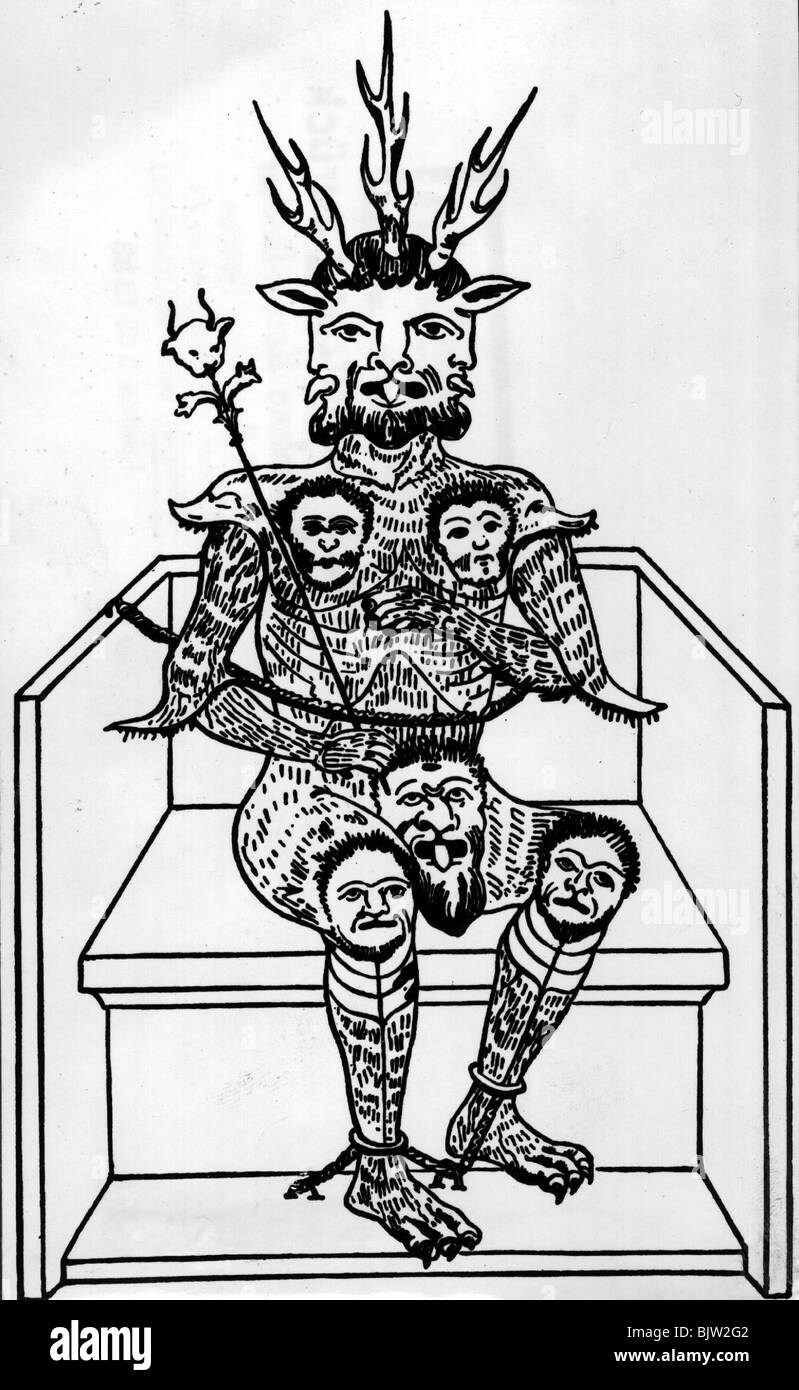 superstition, devil, Prince of Darkness, woodcut from handwriting, 15th ...