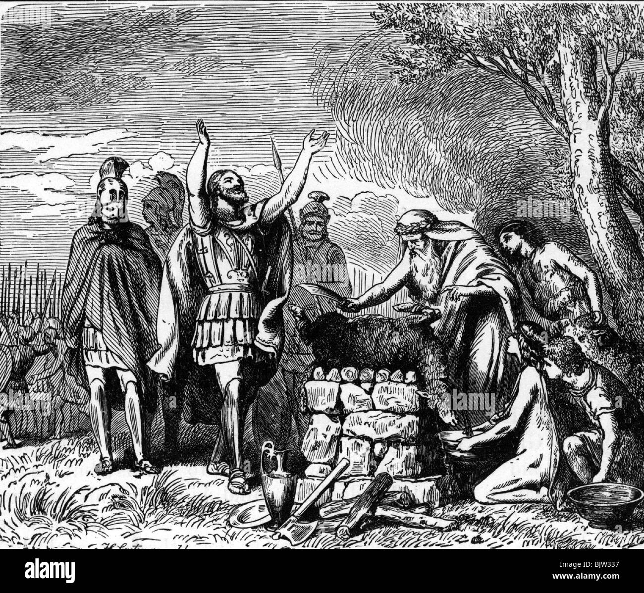 Pausanias, + 467 BC, Spartan general, scene, offering to the gods ...