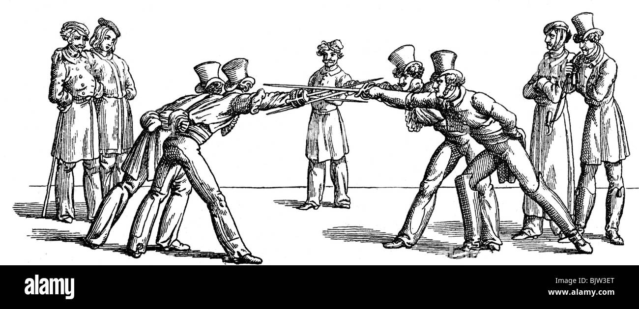 Fencing students Black and White Stock Photos & Images - Alamy