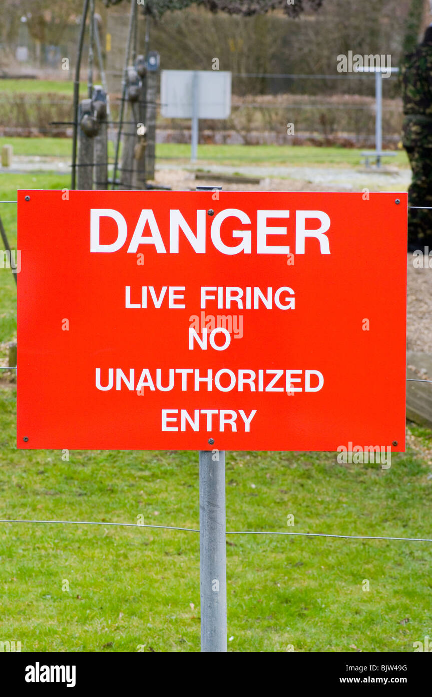 Red Military Danger Live Firing No Unauthorized Entry Sign Stock Photo ...