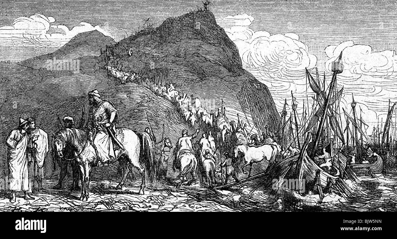 geography / travel, Spain, Arabian conquest, Arab army under Tarik is ...