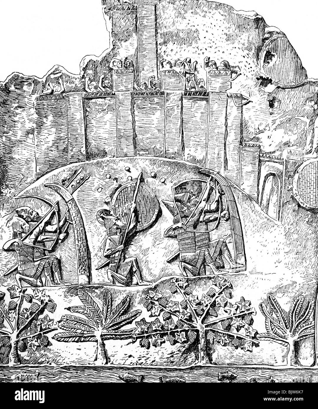 Ancient World Assyria Assyrian Warriors Sieging Laying Siege To A ancient-world-assyria-assyrian-warriors-sieging-laying-siege-to-a