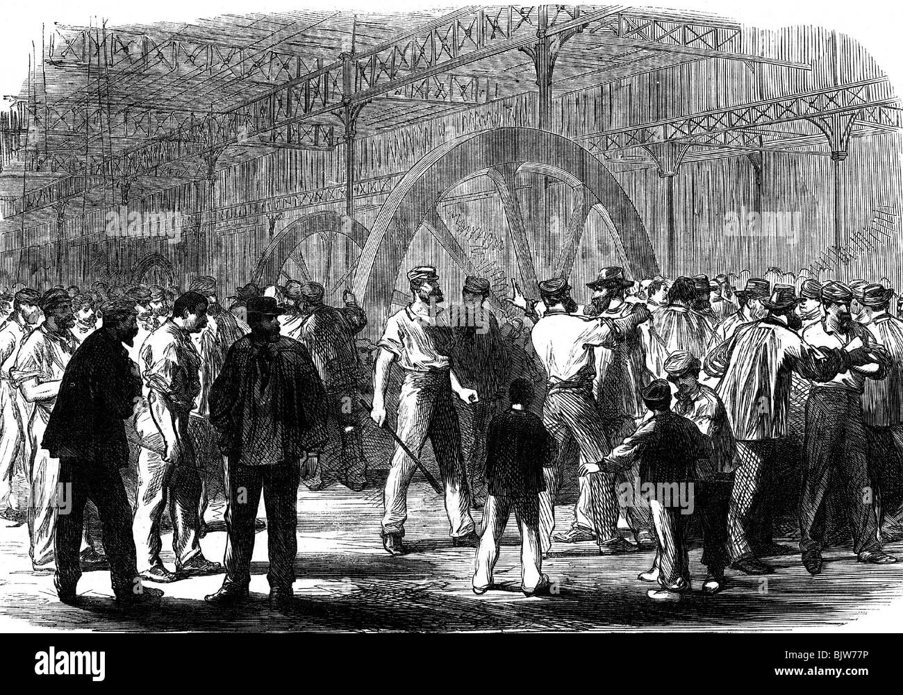 people, professions, workers, labour movement, strike in Le Creusot ...