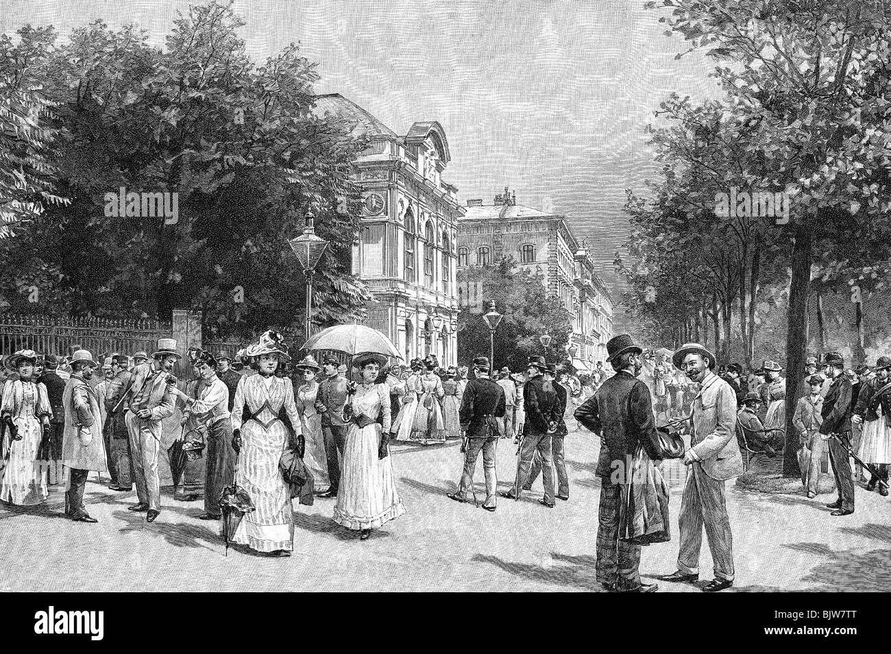 geography / travel, Austria, Vienna, Ringstrasse, circa 1890, drawing ...