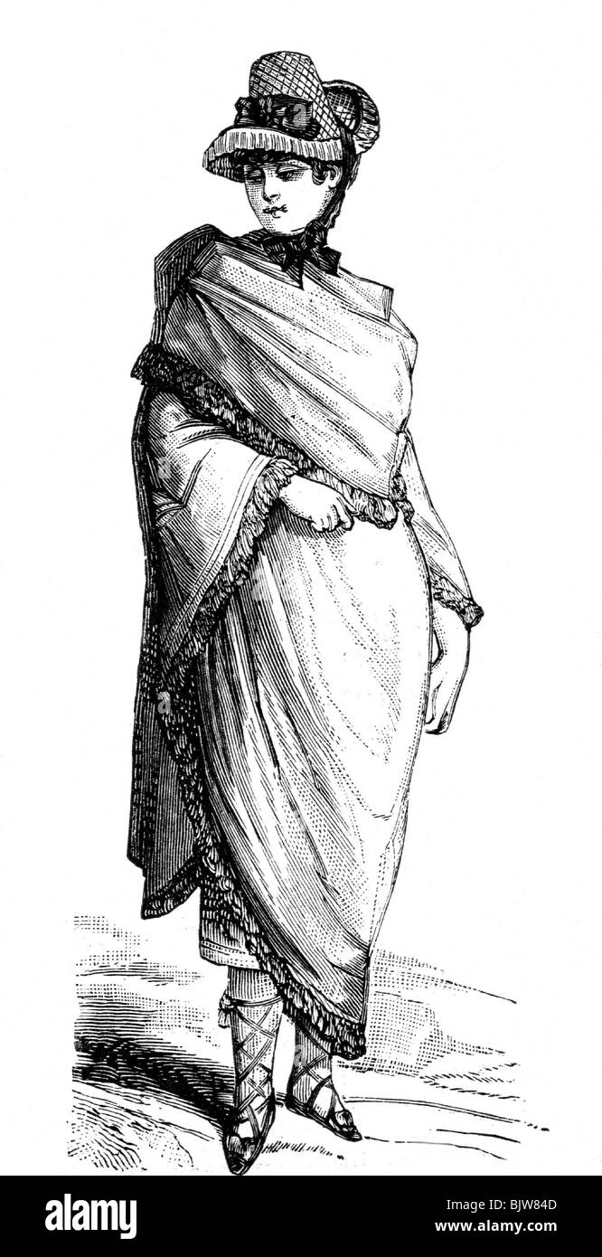 bathing, beach fashion, woman in bathing dress, 19th century, historic ...