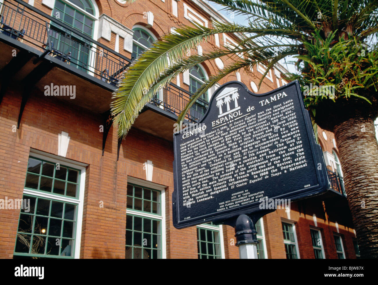 Centro Espanol de Tampa Sign, Ybor City, FL Stock Photo - Alamy