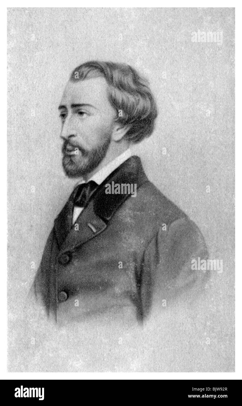 Alfred de Musset, French Romantic playwright, poet and painter, c1845 ...