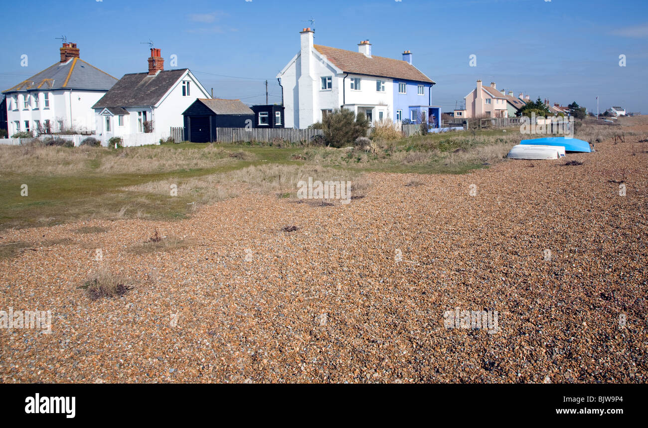 Seaside homes on the beach Shingle Street Suffolk Stock Photo - Alamy