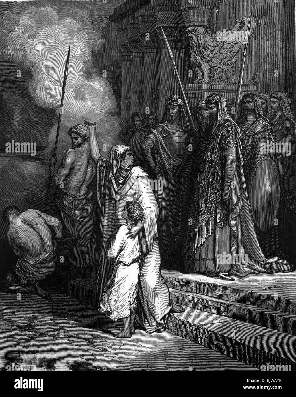 religion, biblical scenes, mother of the Maccabees, wood engraving by ...