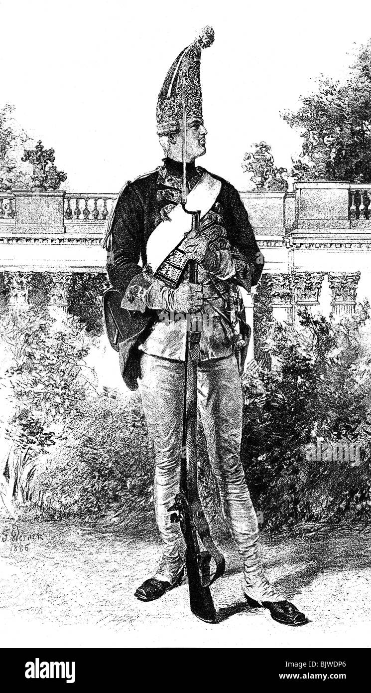 military, Germany, Prussia, soldier of the Leibgarde Battalion (1st ...