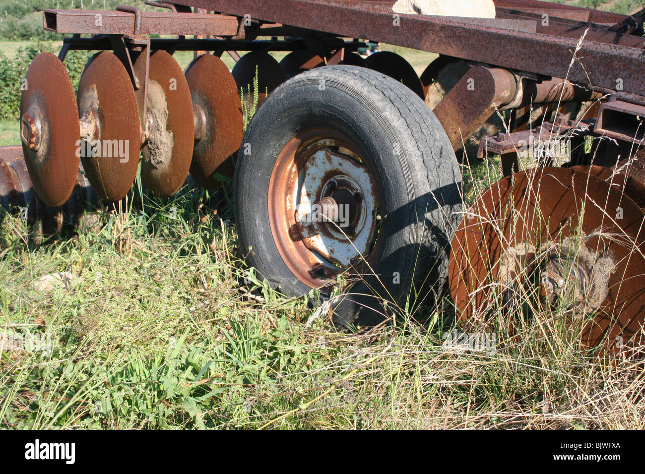 Old Rusty Plow on Farm Midwest USA by Dembinsky Photo Assoc Stock Photo ...
