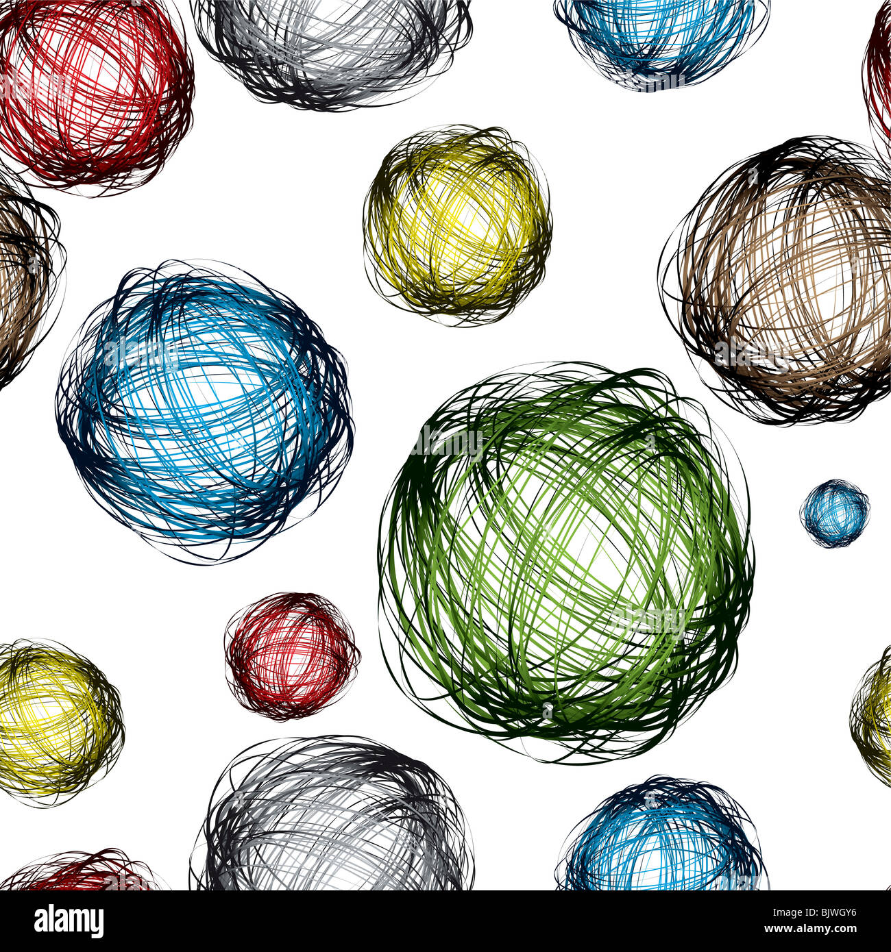 pencil scribble balls with different colors and seamless background ...