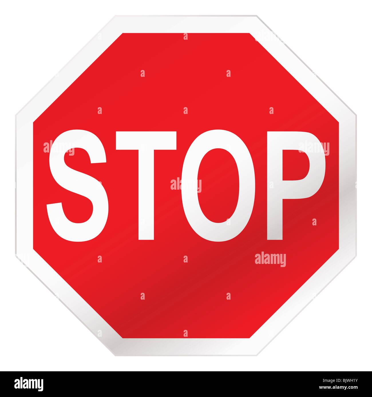 Red stop road sign illustration with white background Stock Photo - Alamy