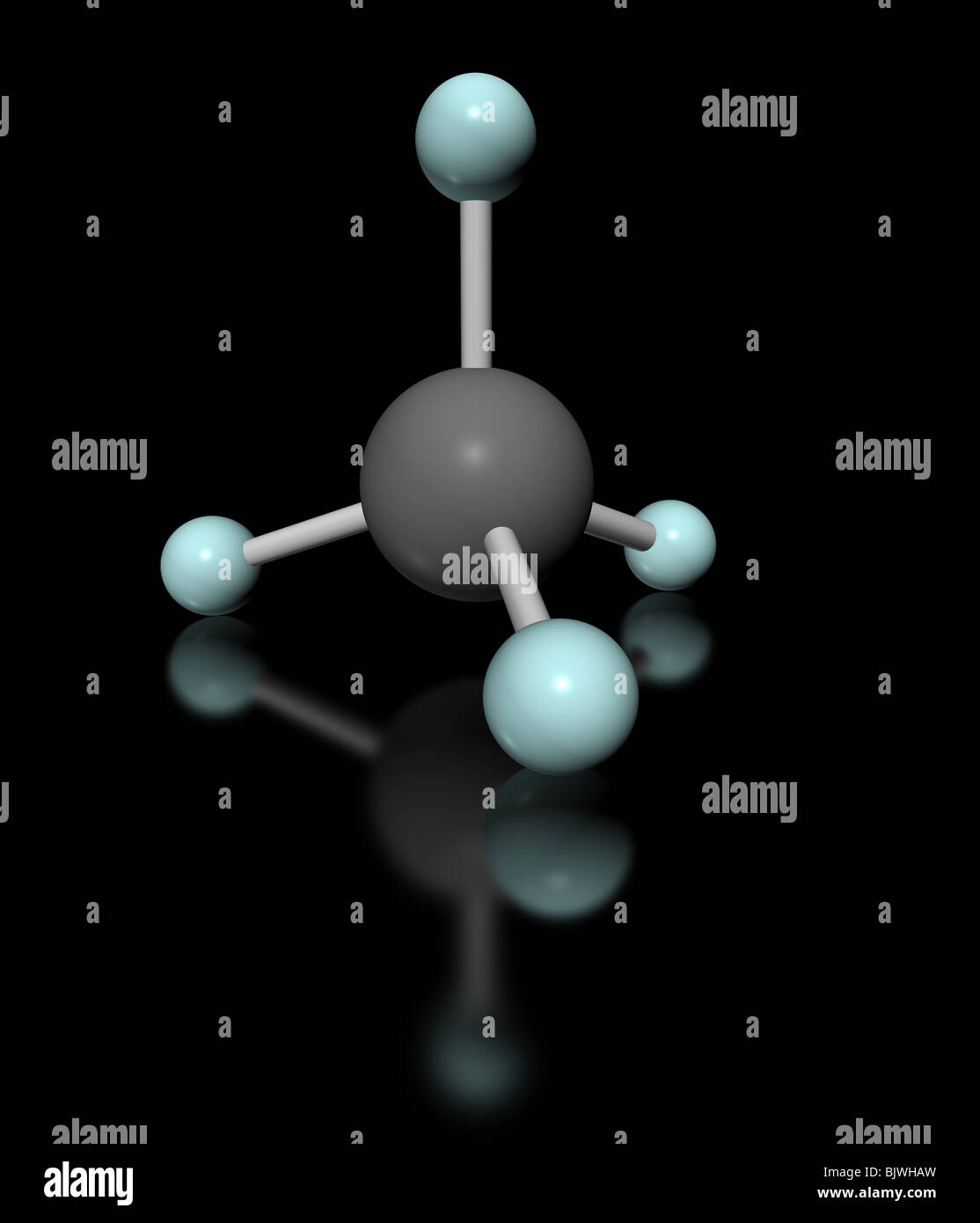 molecular model of methane on black background Stock Photo - Alamy