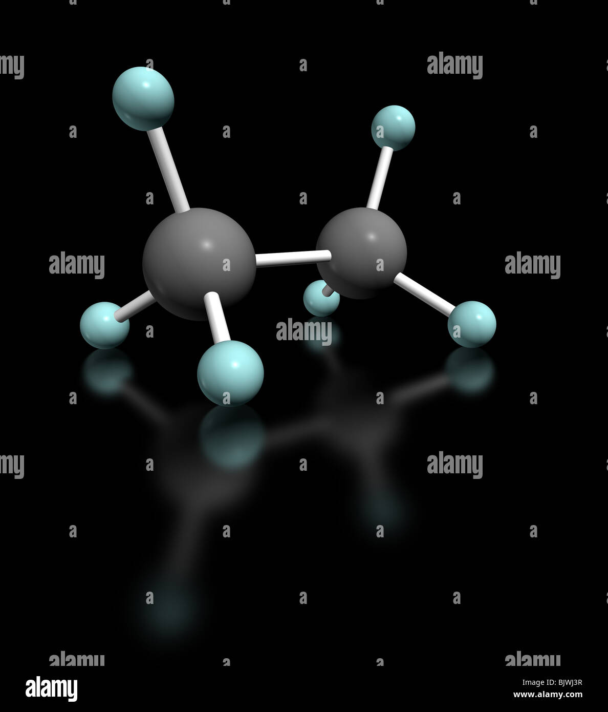 Molecular model of ethane on black background Stock Photo - Alamy