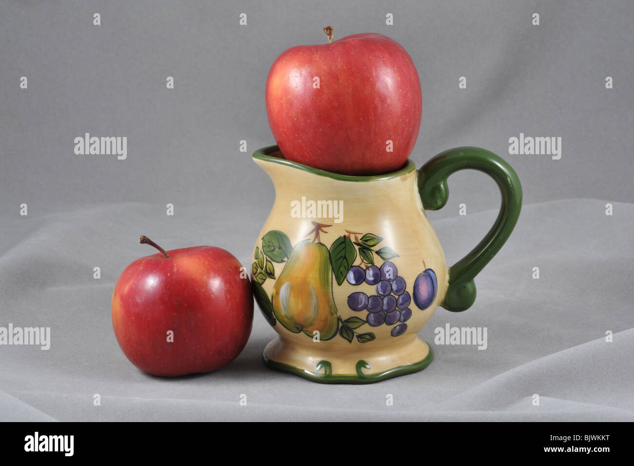 two red apples, still life, table top composition, artistic arrangement ...