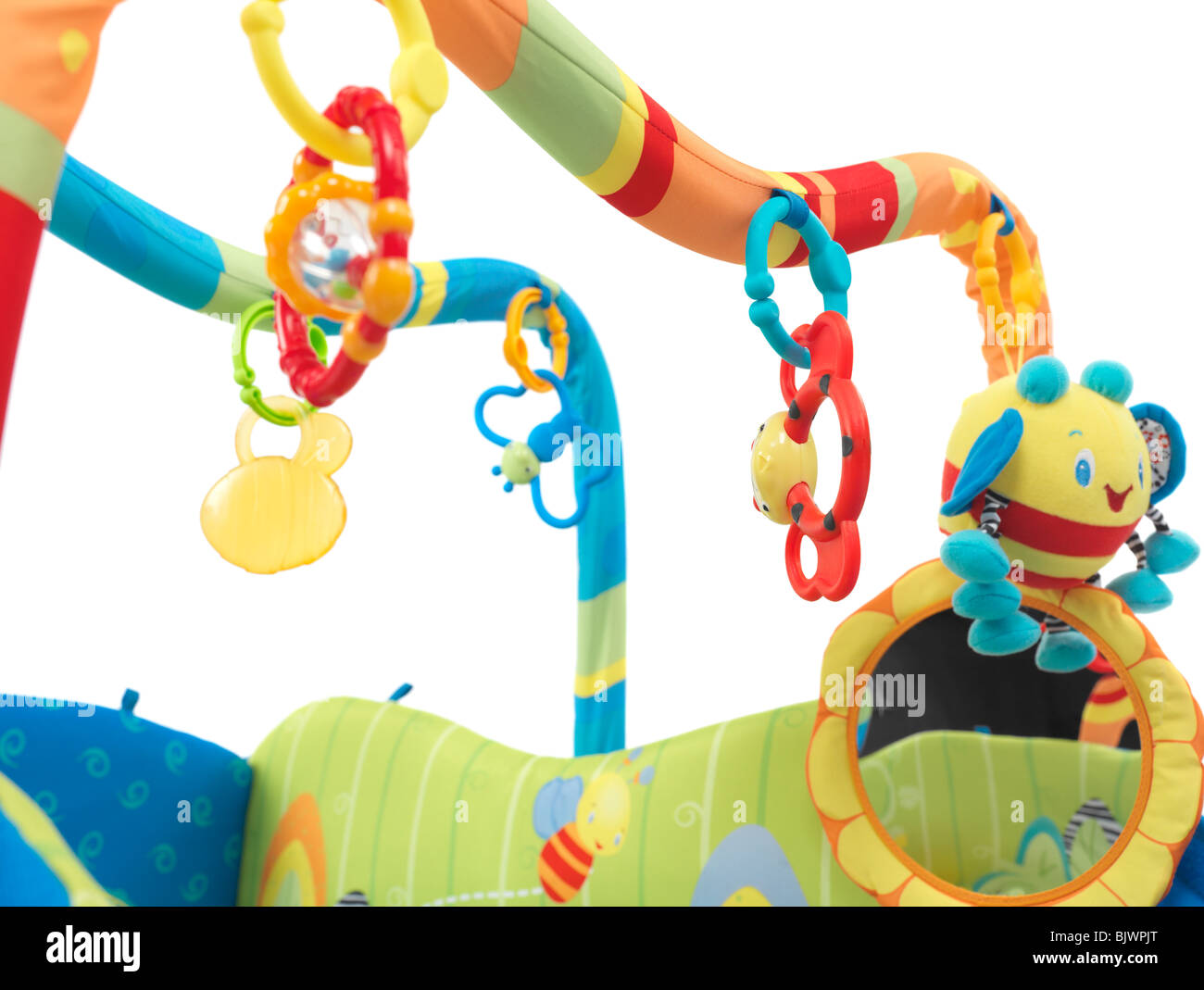 Colorful play mat with toys for babies. Isolated on white background ...