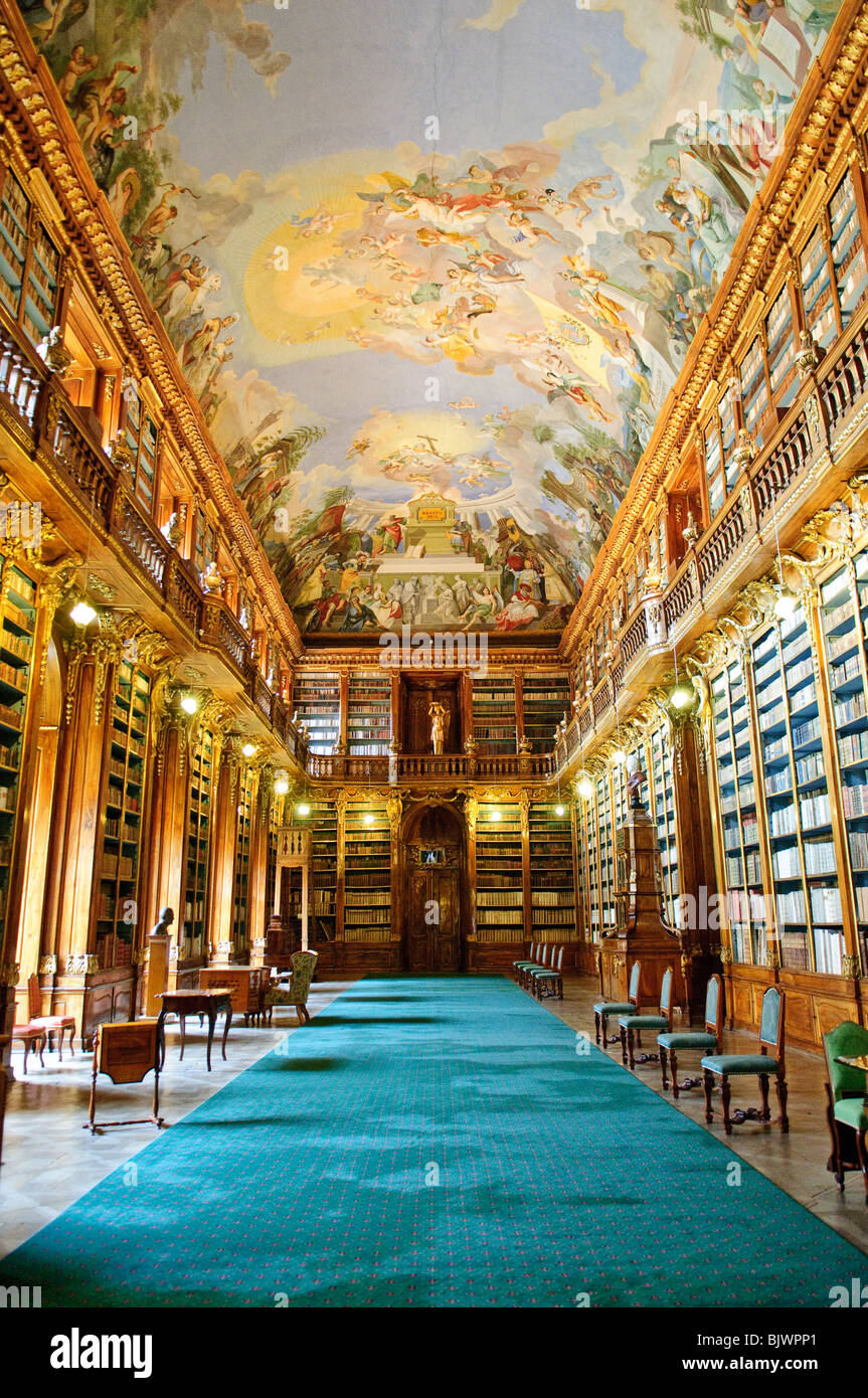 The Theological Hall in the Strahov Library. Designed in the Baroque ...