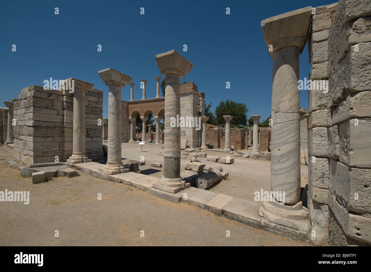 Columns, including Basilica of St. John, at Seljuk, near Ephesus ...